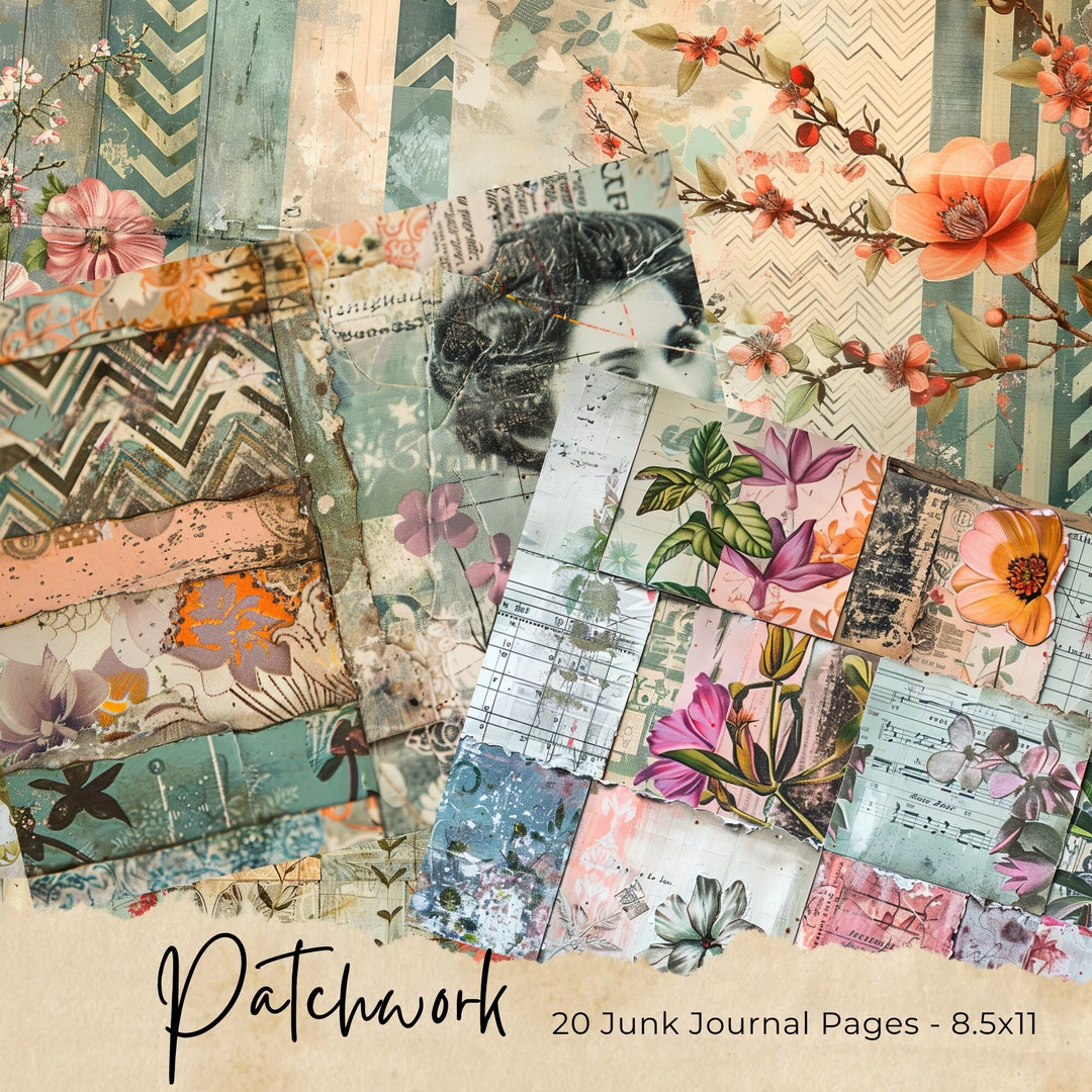 Vintage Botanical Junk Journal Digital Kit, Floral Printable Decorative ...