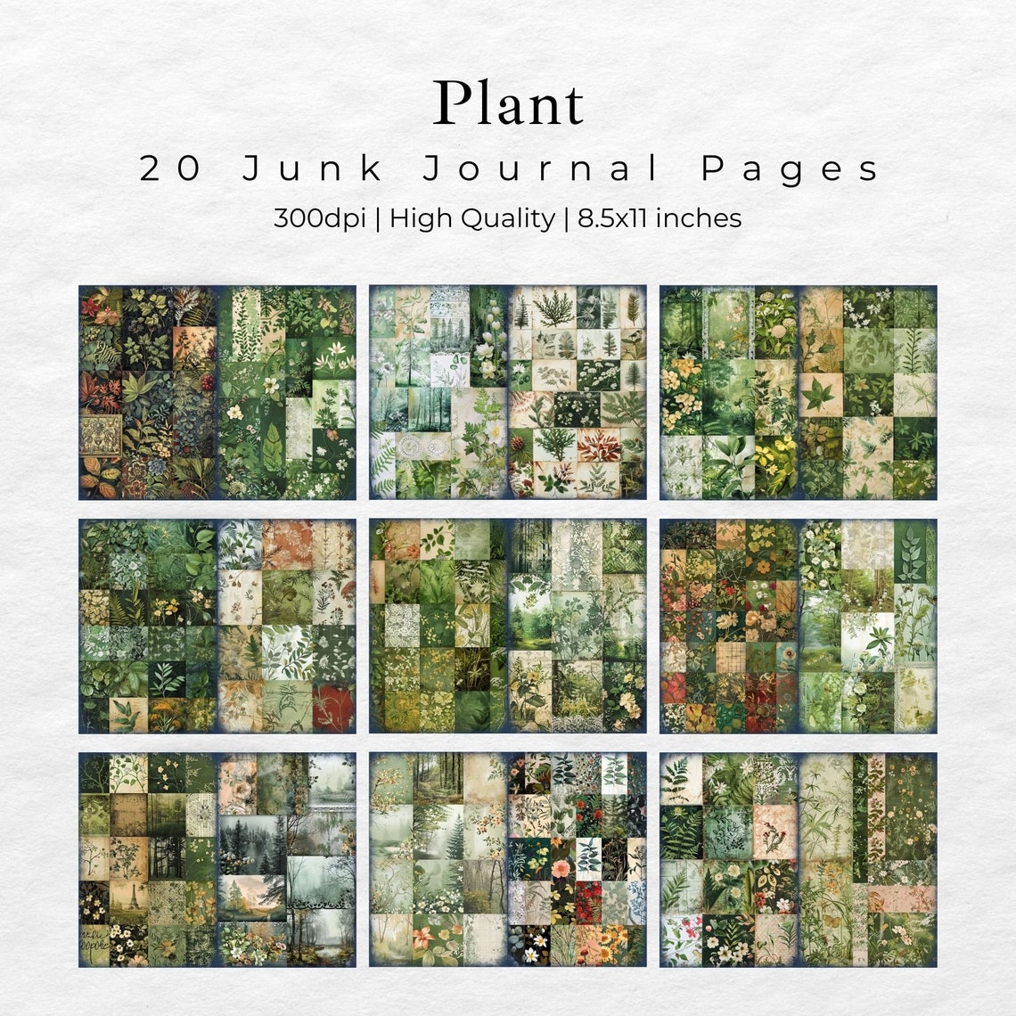 Book of Gardening Junk Journal Pages, Digital Scrapbook Paper Kit ...