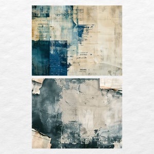 Pale Blue Junk Journal Pages, Scrapbook Images, Collage Paper, Digital ...