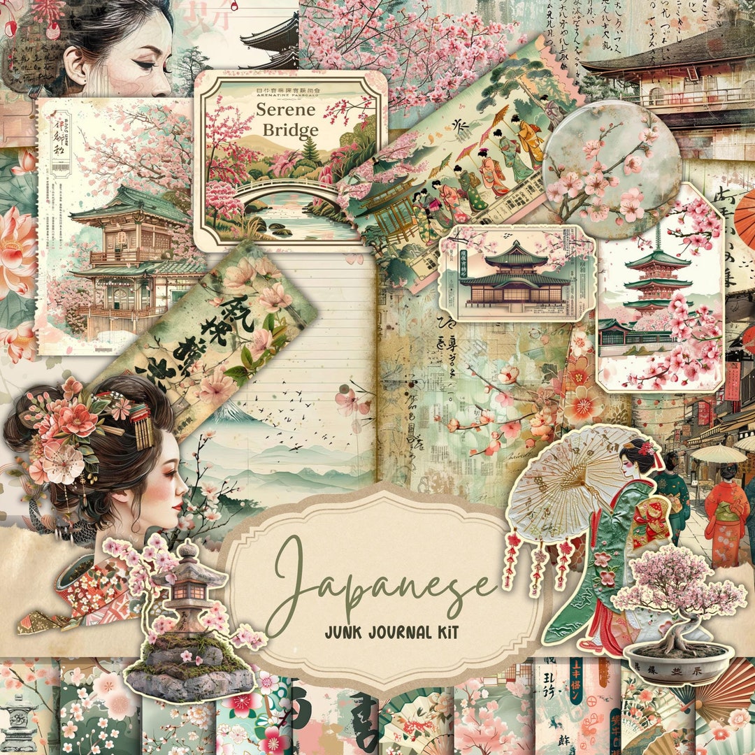 Vintage Japan Junk Journal Pages- Cherry Blossom Junk Journal Pages ...