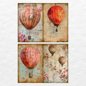 Hot Air Balloon Junk Journal Printable Kit Collage Digital Download ...