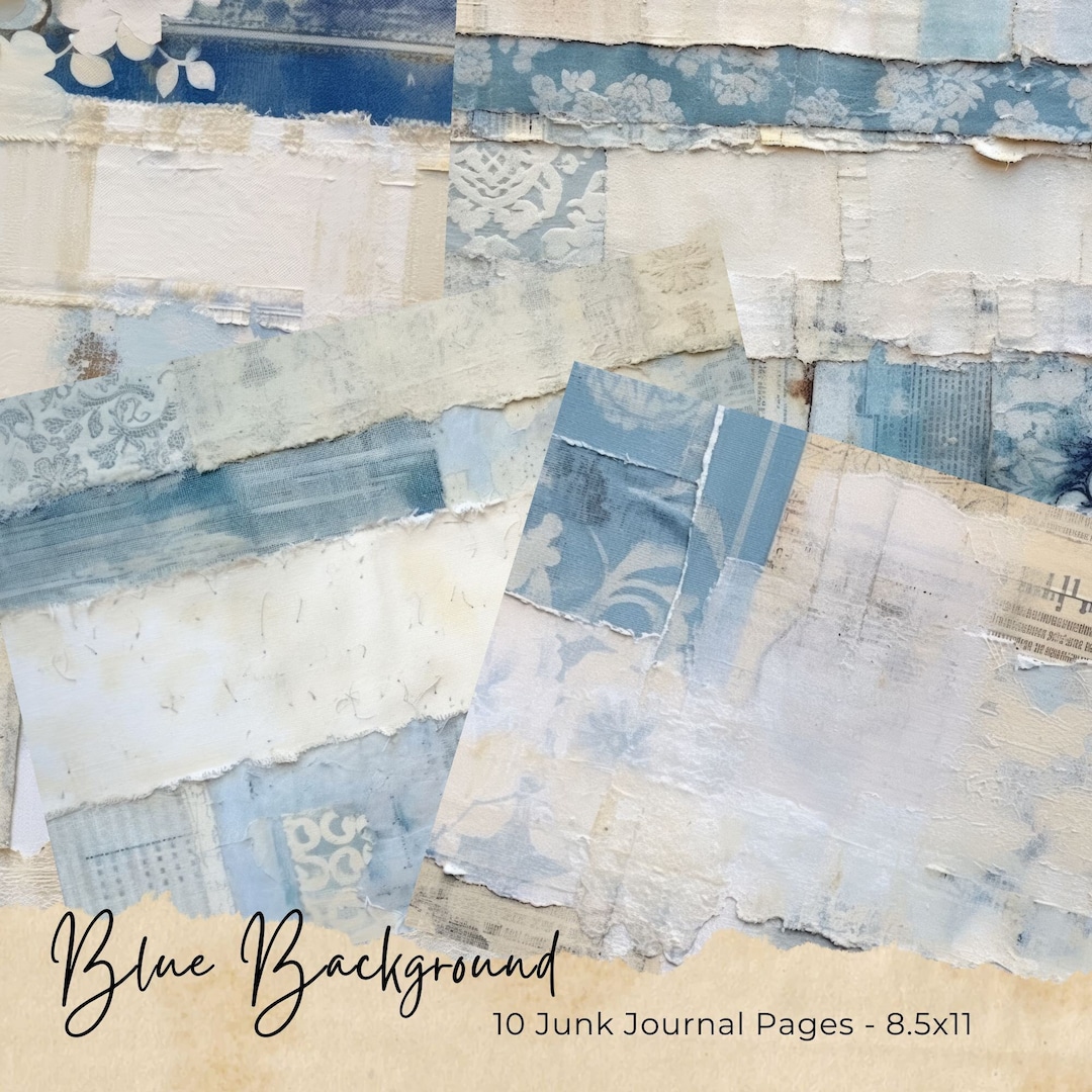 Pale Blue Junk Journal Pages, Scrapbook Images, Collage Paper, Digital ...