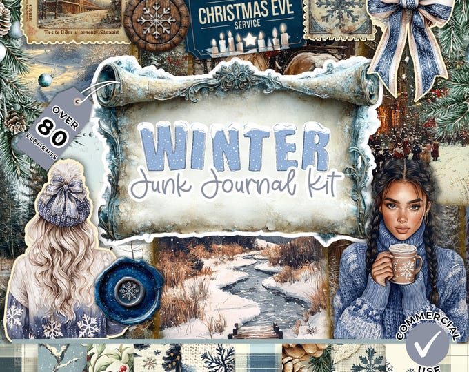 Winter Junk Journal Kit, Whimsical Winter Wonderland, Junk Journal ...