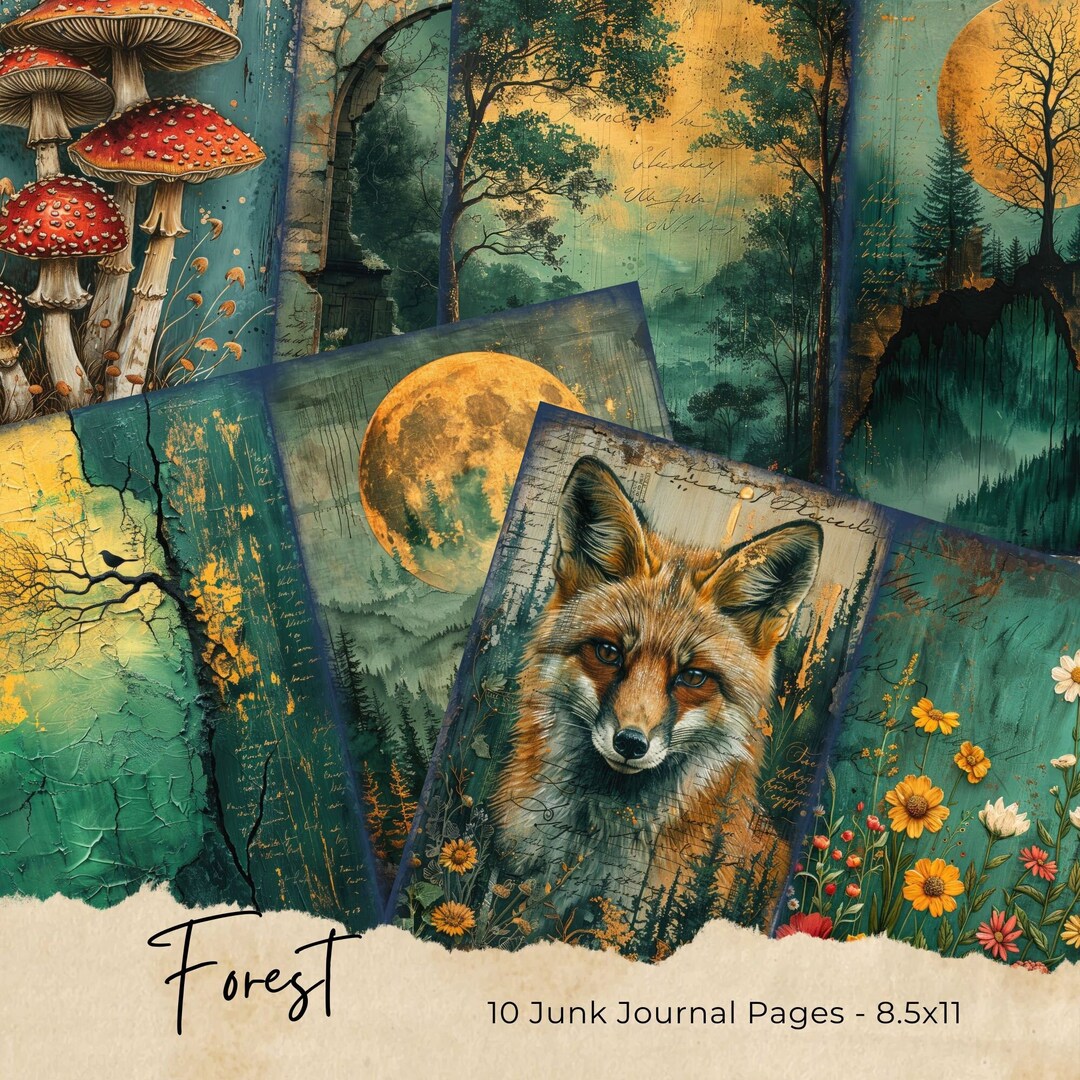Watercolor Forest Junk Journal Printable Pages, Forest Junk Journal ...