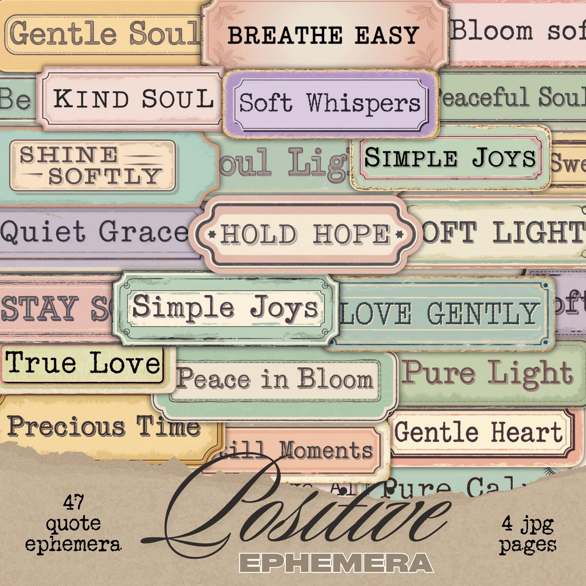 Positive Junk Journal Words, Inspirational Phrases, Printable Words ...