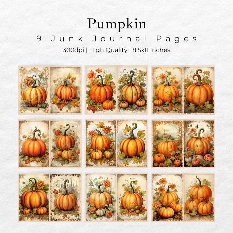 Pumpkins Junk Journal Printable Page Fall Pumpkins Junk - Etsy