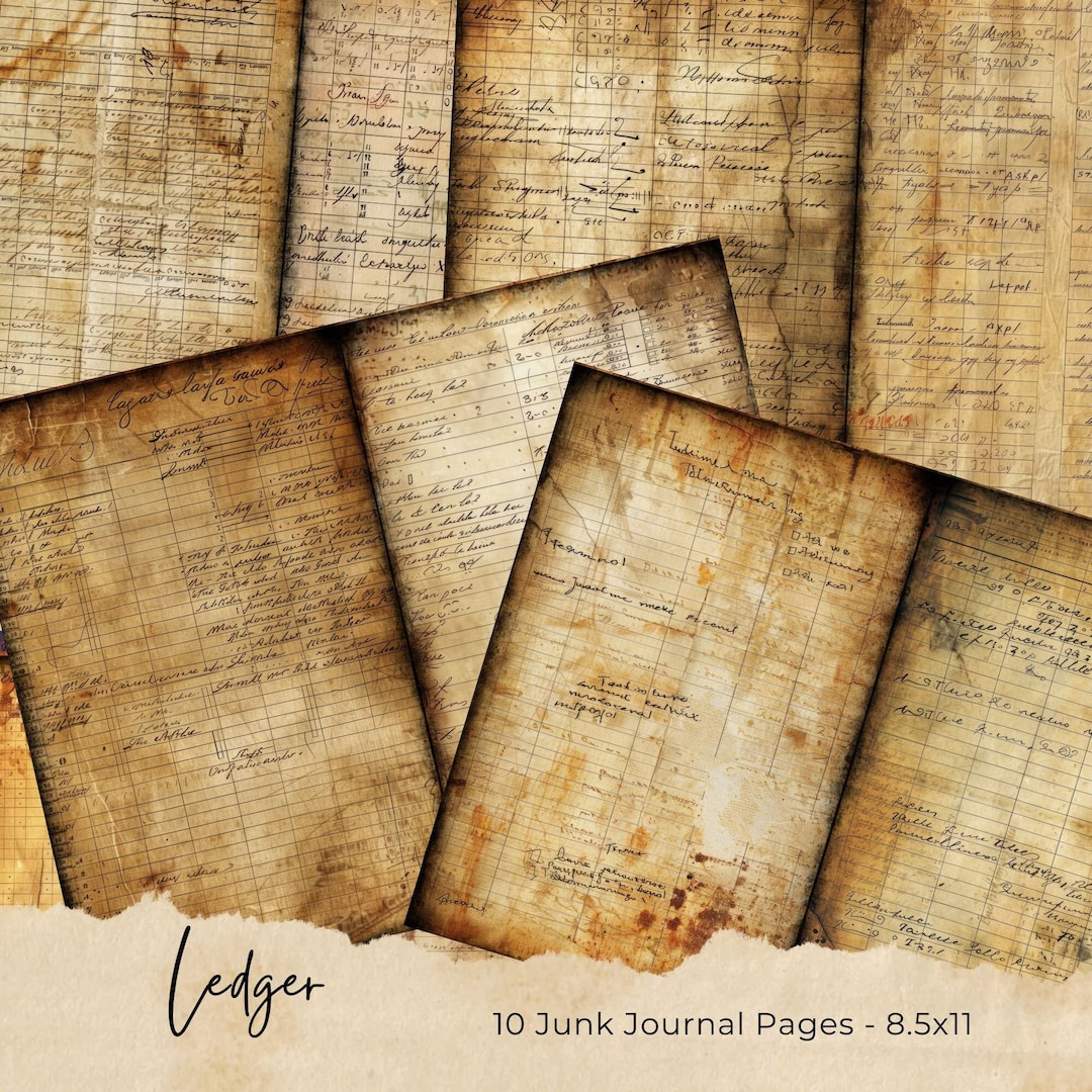 Junk Journal Pages, Old Ledgers, Ledger, Neutral, Masculine, Regular ...