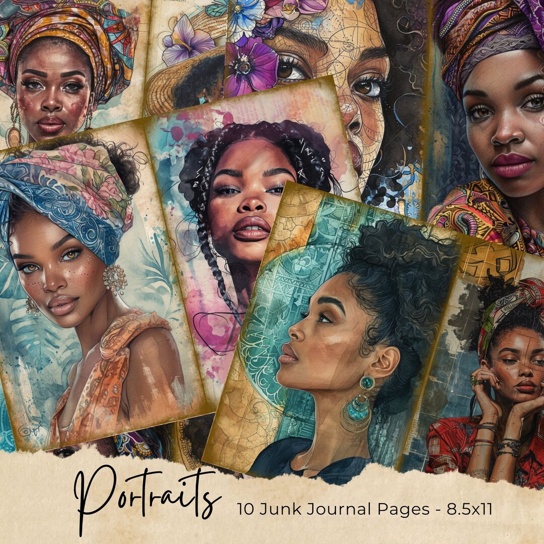 Black Women Junk Journal, African American, Junk Journal Kit, Digital ...