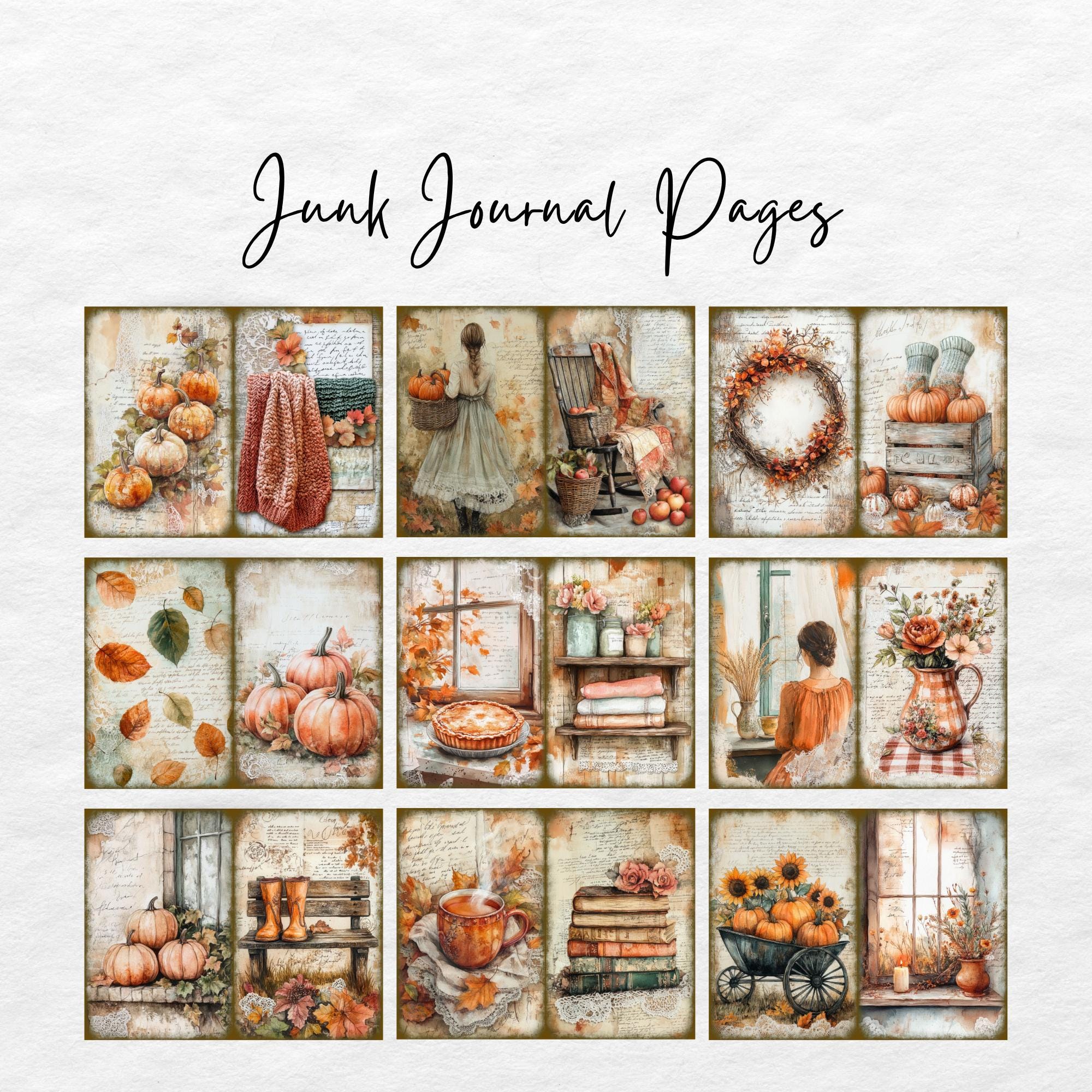 Pumpkin Cottage Junk Journal Kit – Fall Autumn Digital Printable ...
