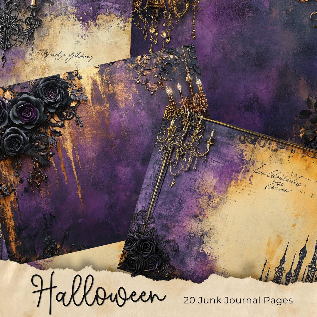 Halloween Junk Journal Pages, Digital Scrapbook Paper Kit, Spooky ...