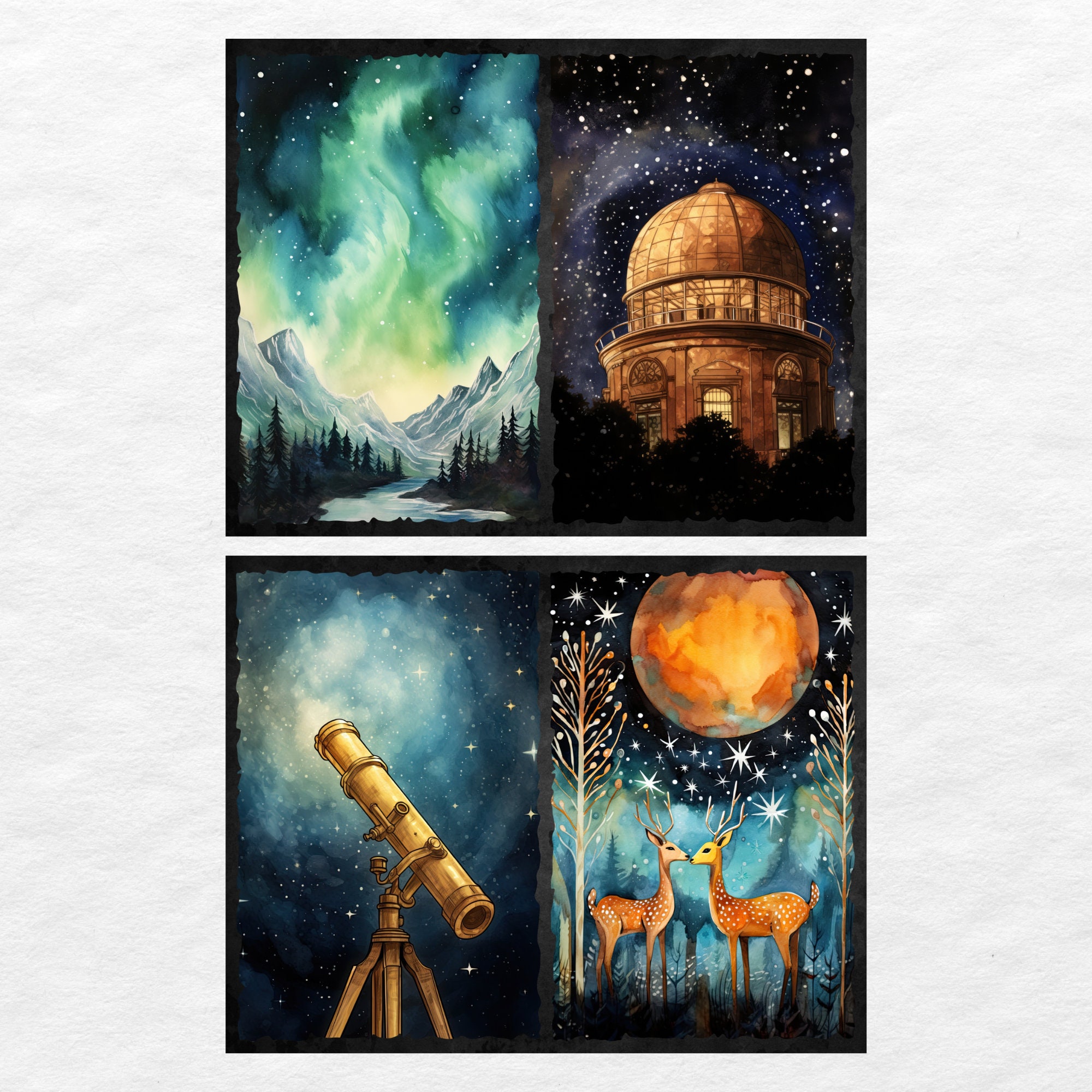 Night Sky Junk Journal Pages, Moon and Stars Scrapbook Page, Celestial ...