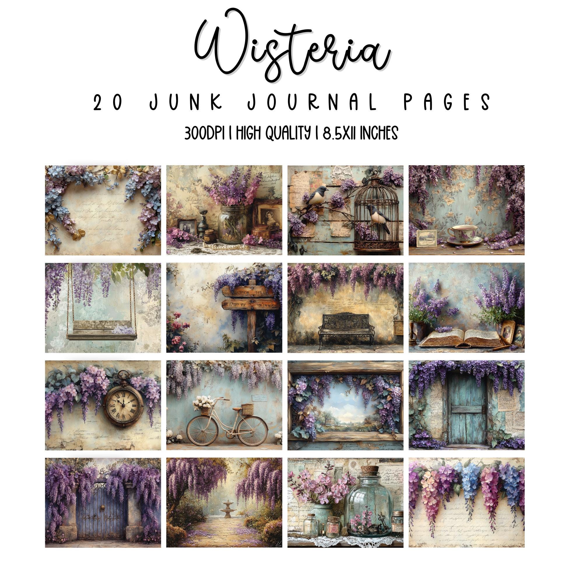 Wisteria Junk Journal Kit Vintage Floral Beautiful Journal Digital ...