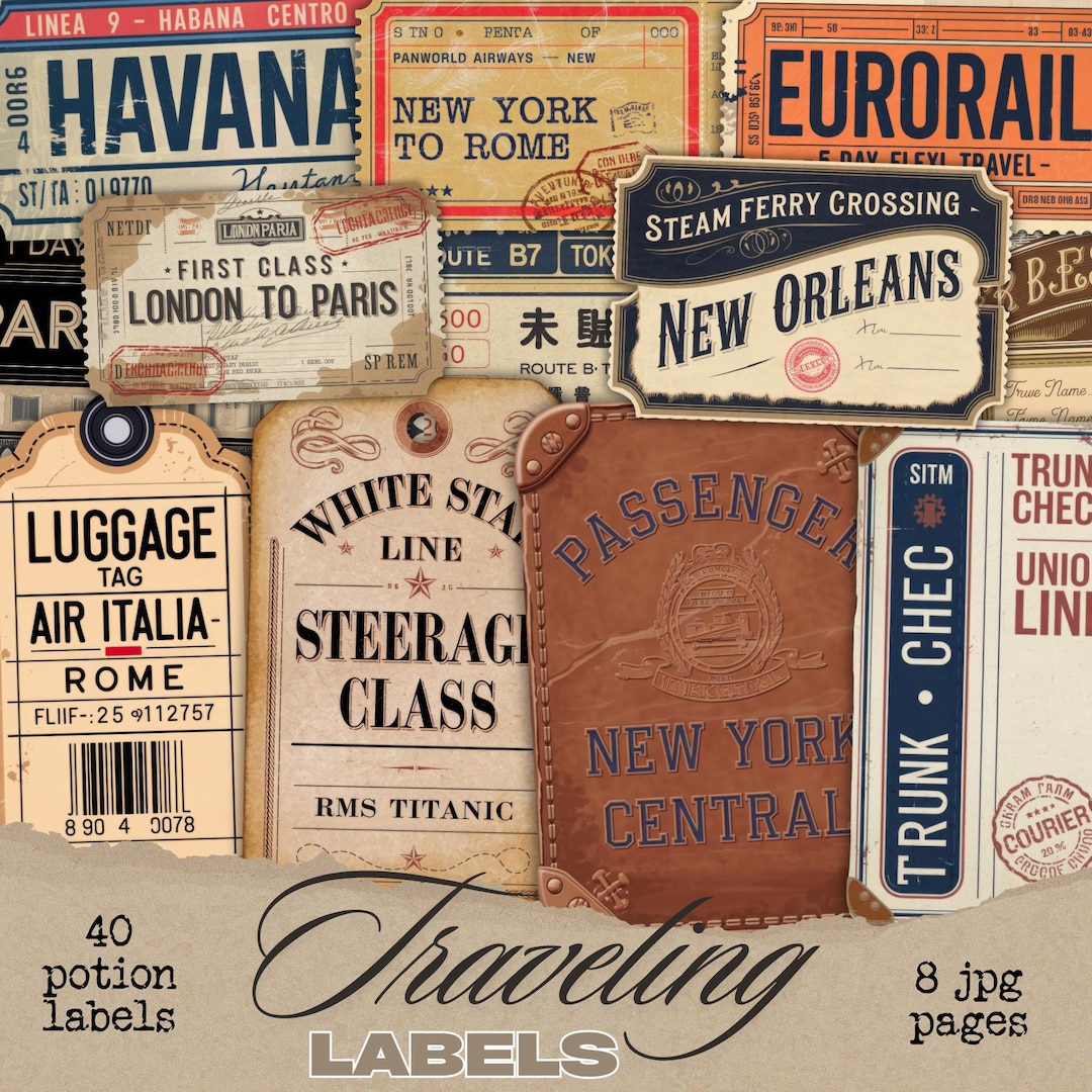 Travel Labels, Vintage Labels, Junk Journal, Fussy Cuts, Specimen Label ...
