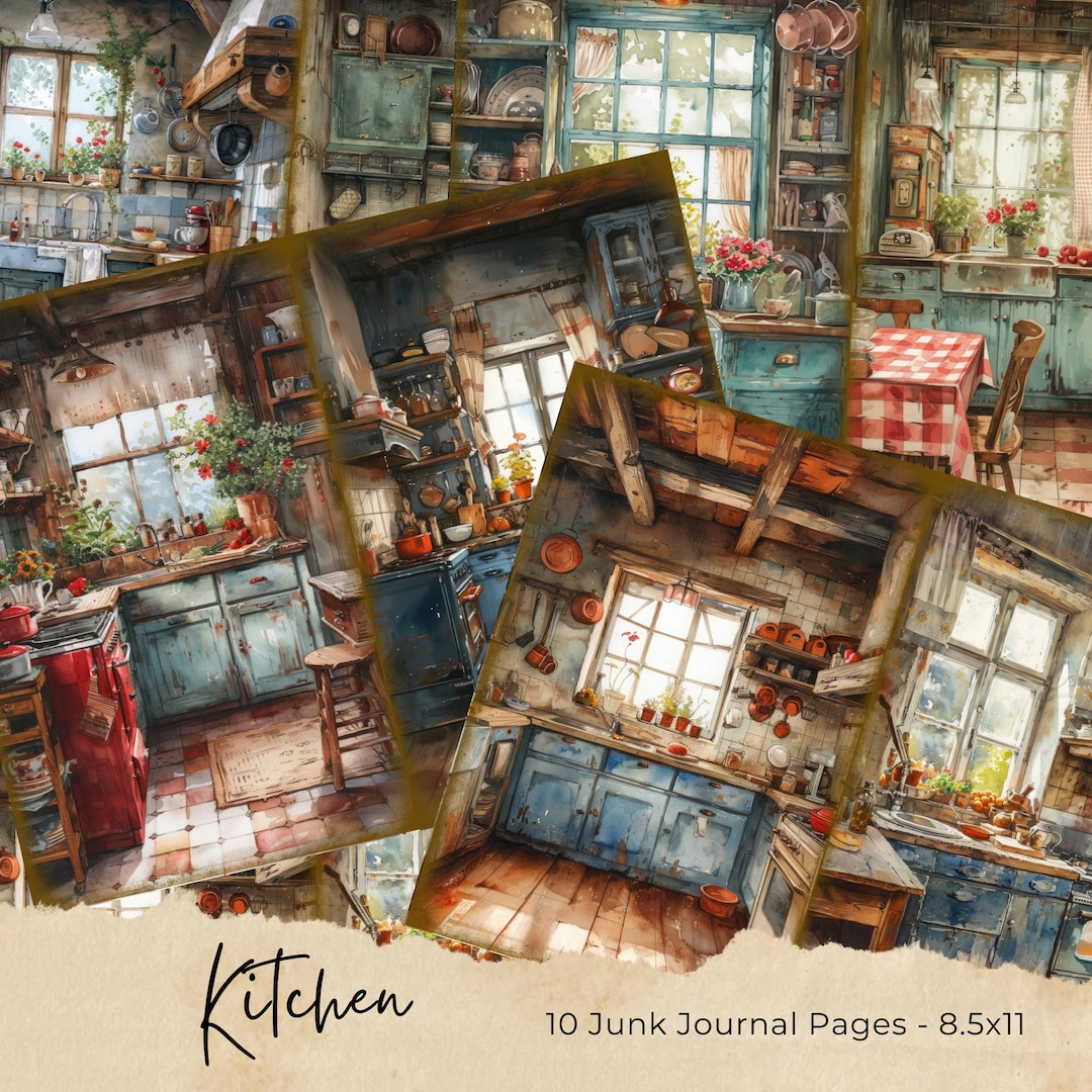 Vintage Cooking Junk Journal Pages, Digital Scrapbook Paper Kit ...