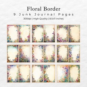 Watercolor Wildflowers Border Junk Journal Printable Page, Flowers Junk ...