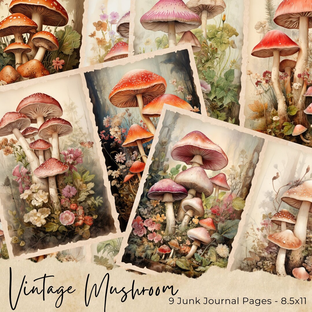Forest Mushroom Junk Journal Pages, Digital Scrapbook Paper Kit, Autumn ...