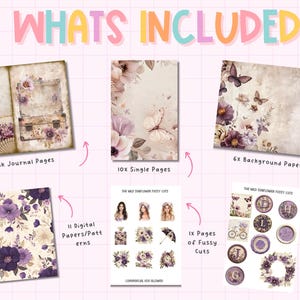 Purple Butterfly Junk Journal Kit - Ephemera - Digital Download ...
