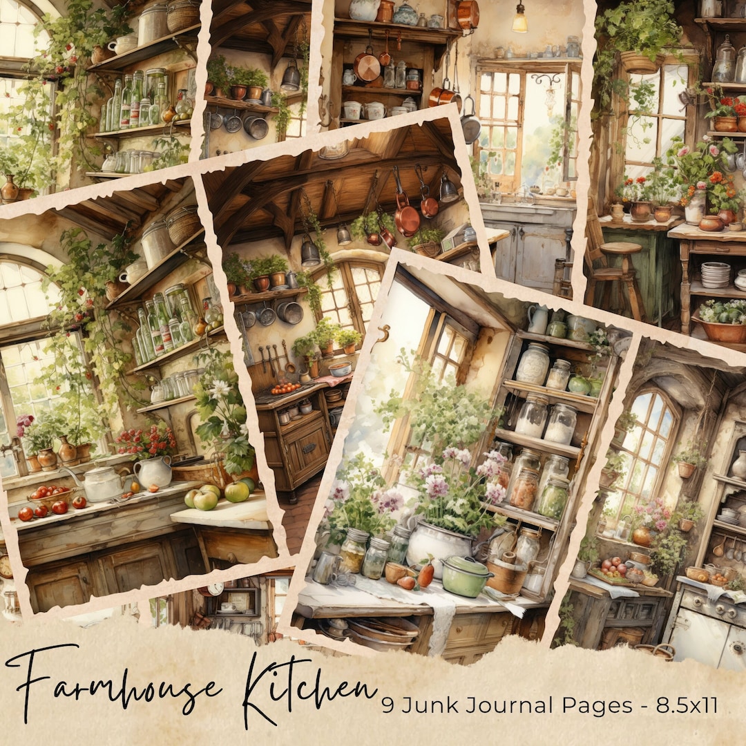 Vintage Kitchen Junk Journal Pages, Digital Scrapbook Paper Kit ...