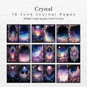 Crystal Junk Journal Pages, Mystic Crystals Junk Journal Pages, Digital ...