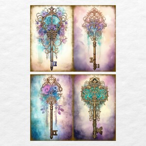 Fantasy Keys Junk Journal, Digital Scrapbook Paper Kit, Fantasy Castle ...