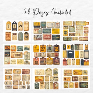 Industrial Yellow Grunge Numbers Labels Printable Steampunk Supplies ...