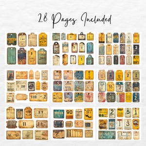 Industrial Yellow Grunge Numbers Labels Printable Steampunk Supplies ...