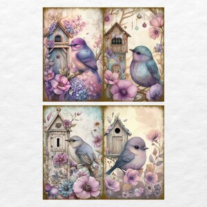 Vintage Bird Junk Journal Kit, Digital Floral Scrapbook Paper Kit ...