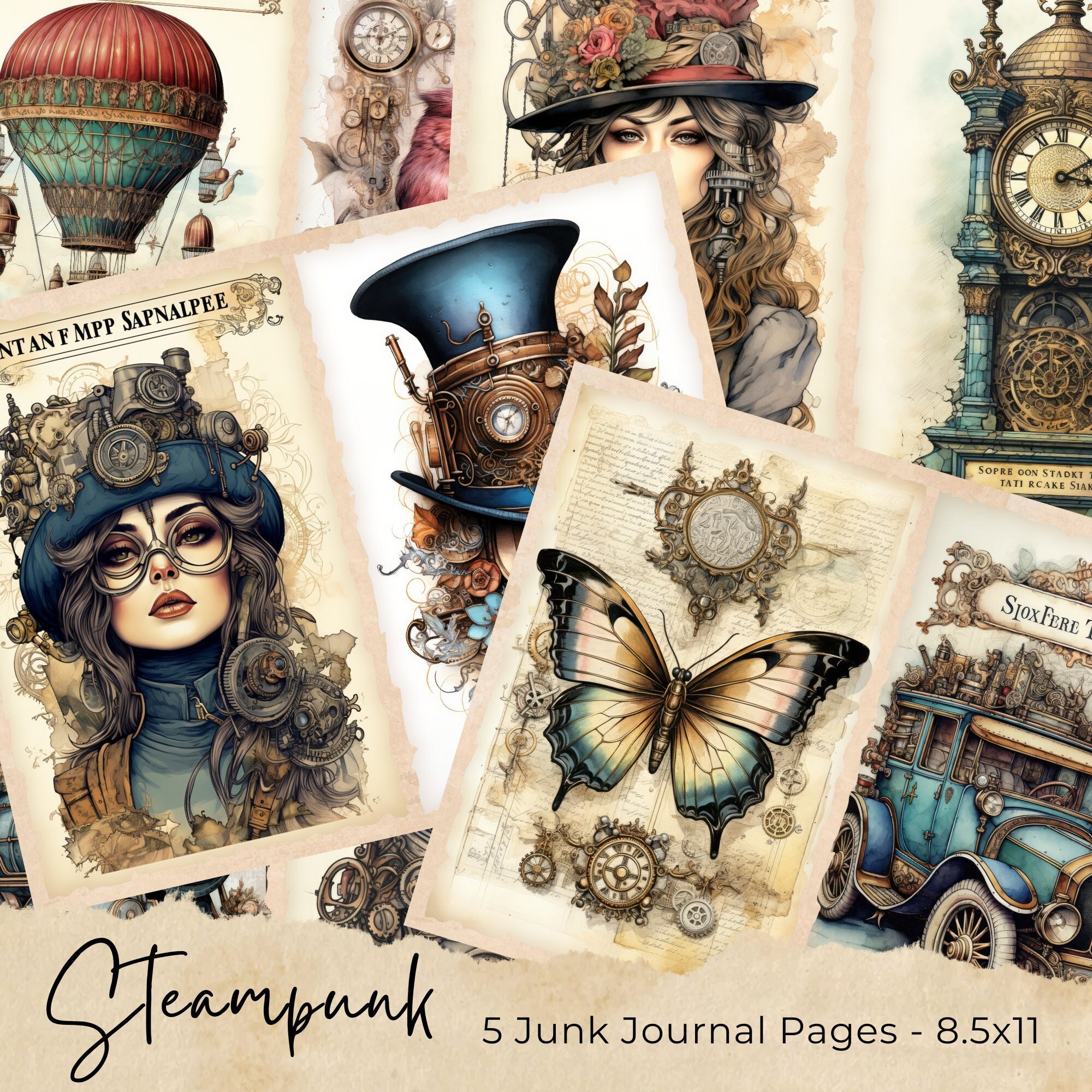 Steampunk Junk Journal Pages, Digital Industrial Paper, Victorian ...