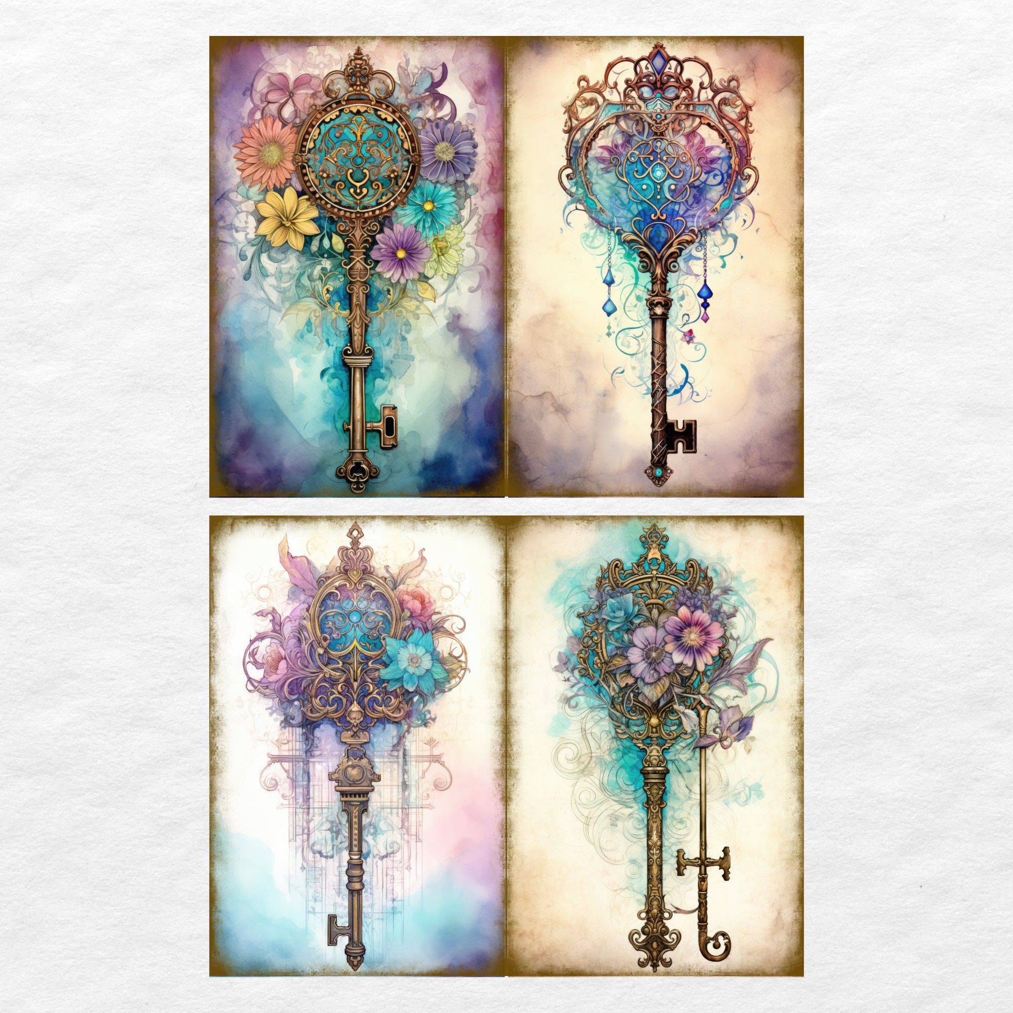 Fantasy Keys Junk Journal, Digital Scrapbook Paper Kit, Fantasy Castle ...