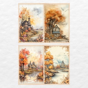 Cozy Autumn Junk Journal Kit, Fall Junk Journal Pages, Autumn Scene ...
