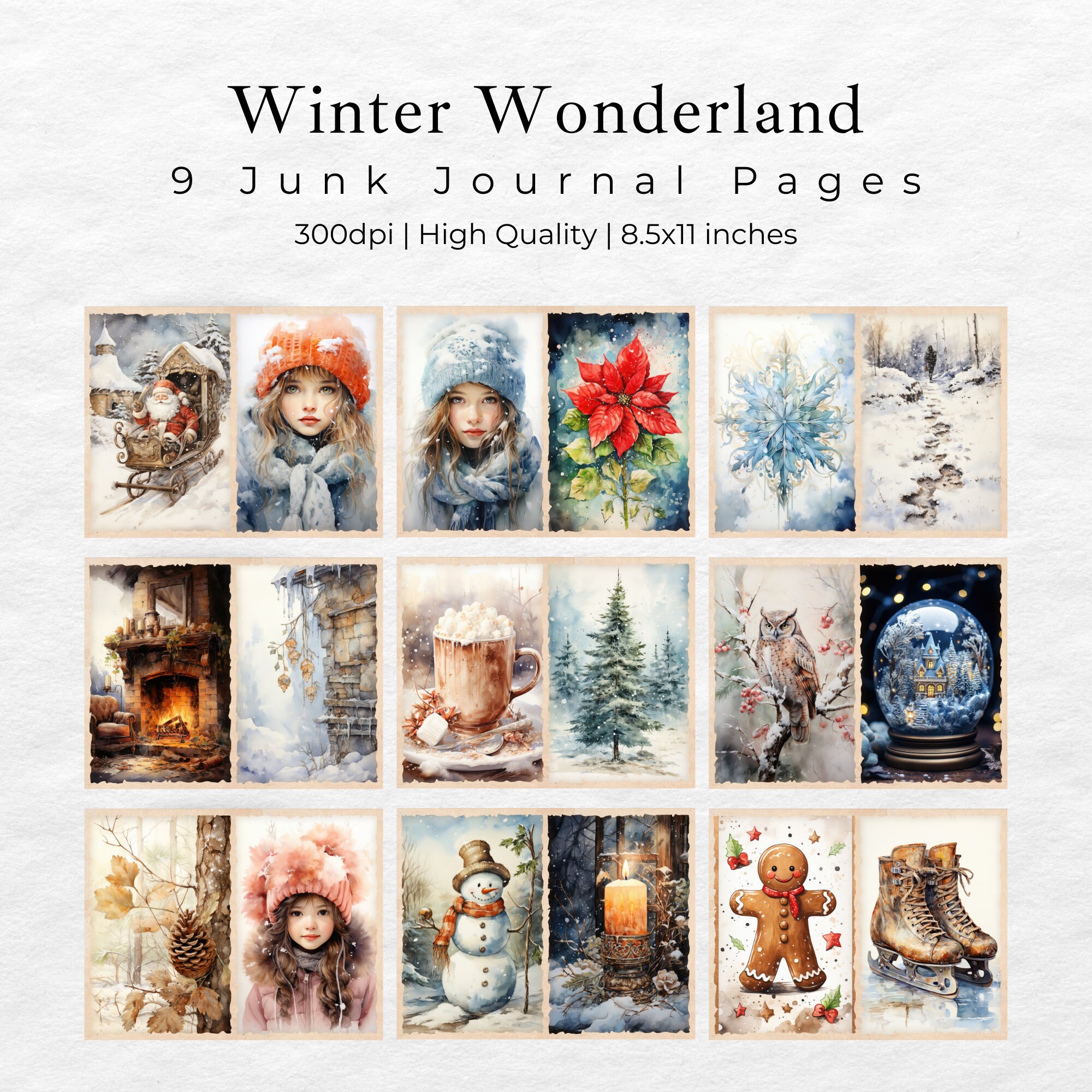 Winter Junk Journal Printable Pages, Junk Journal Kit, Winter Scrapbook ...