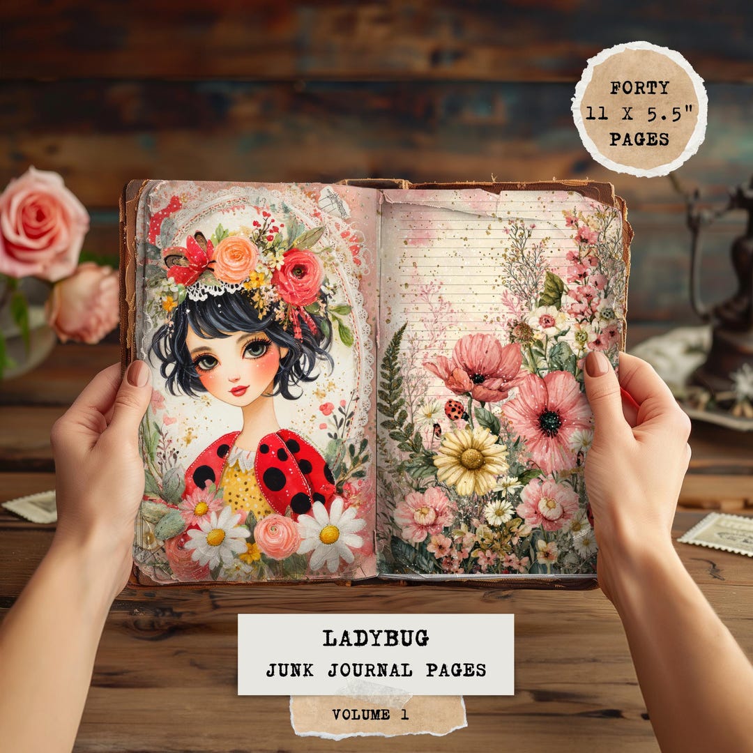 Ladybug Junk Journal Pages, Printable Ephemera for Scrapbooking ...