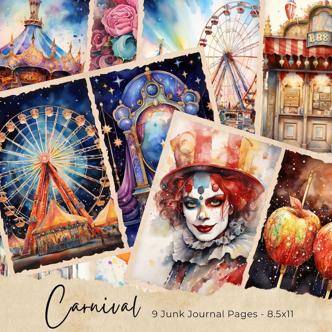 Vintage Fairground Junk Journal Pages, Digital Fair Scrapbook Kit ...