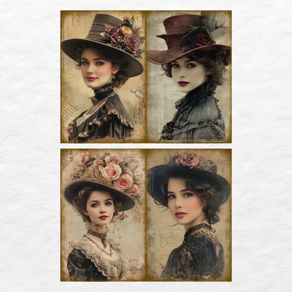 Victorian Women Junk Journal Pages, Digital Ephemera Kit, Antique ...