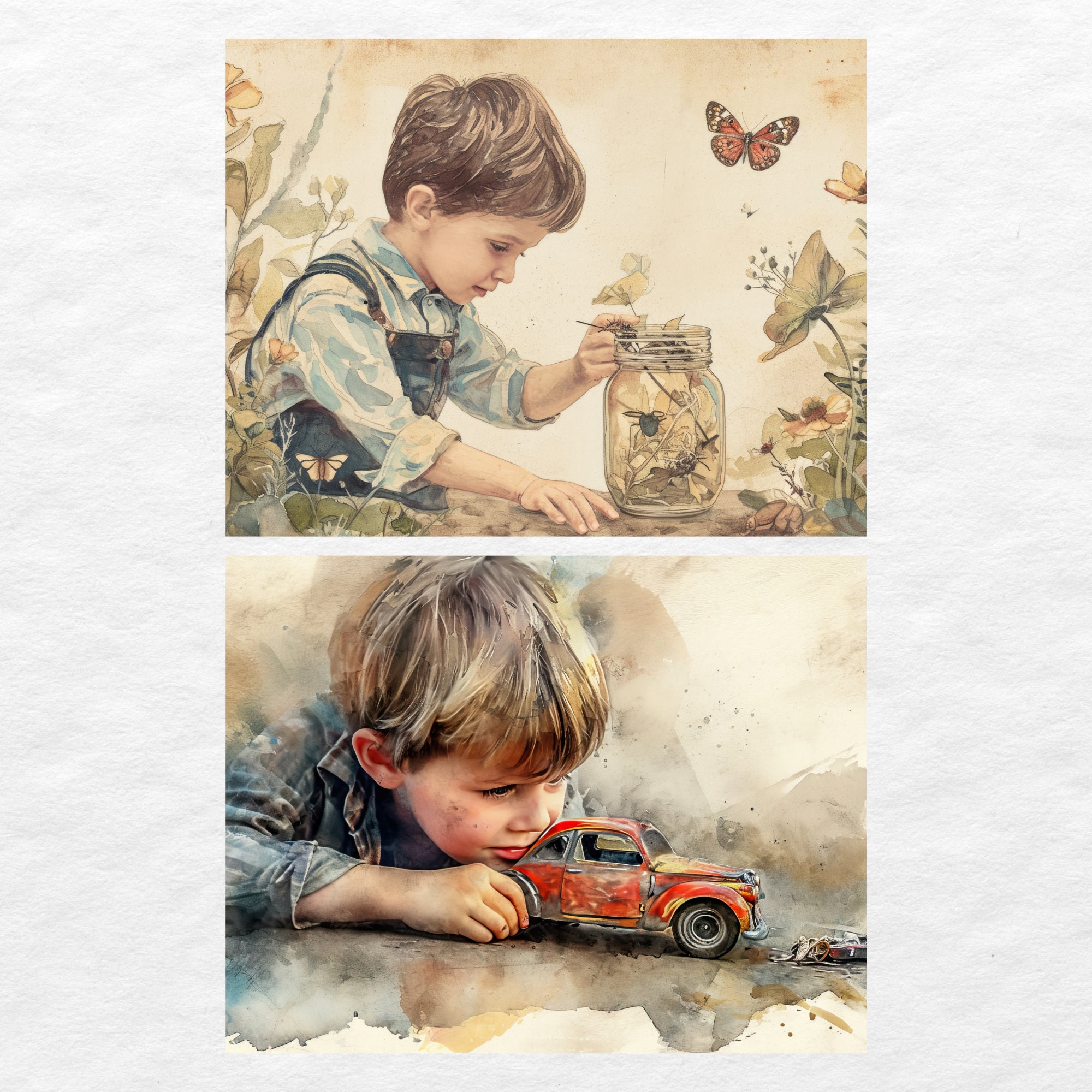 Little Boy Junk Journal Pages, Full Page Junk Journal Kit, Digital ...