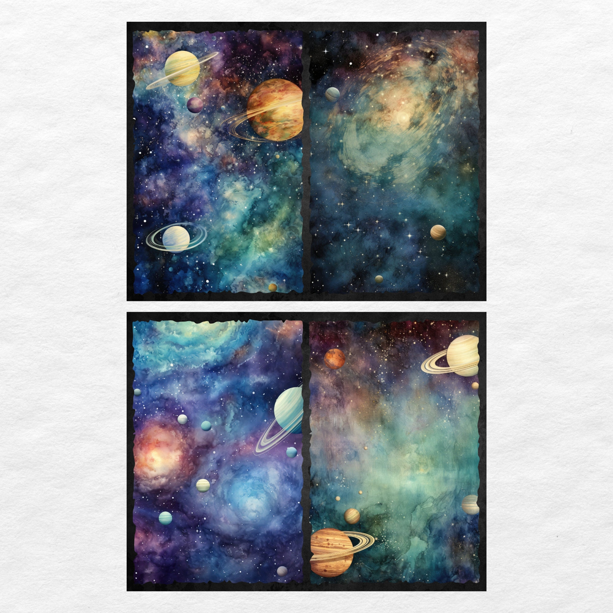 Celestial Galaxy Junk Journal Pages, Digital Scrapbook Paper Kit ...