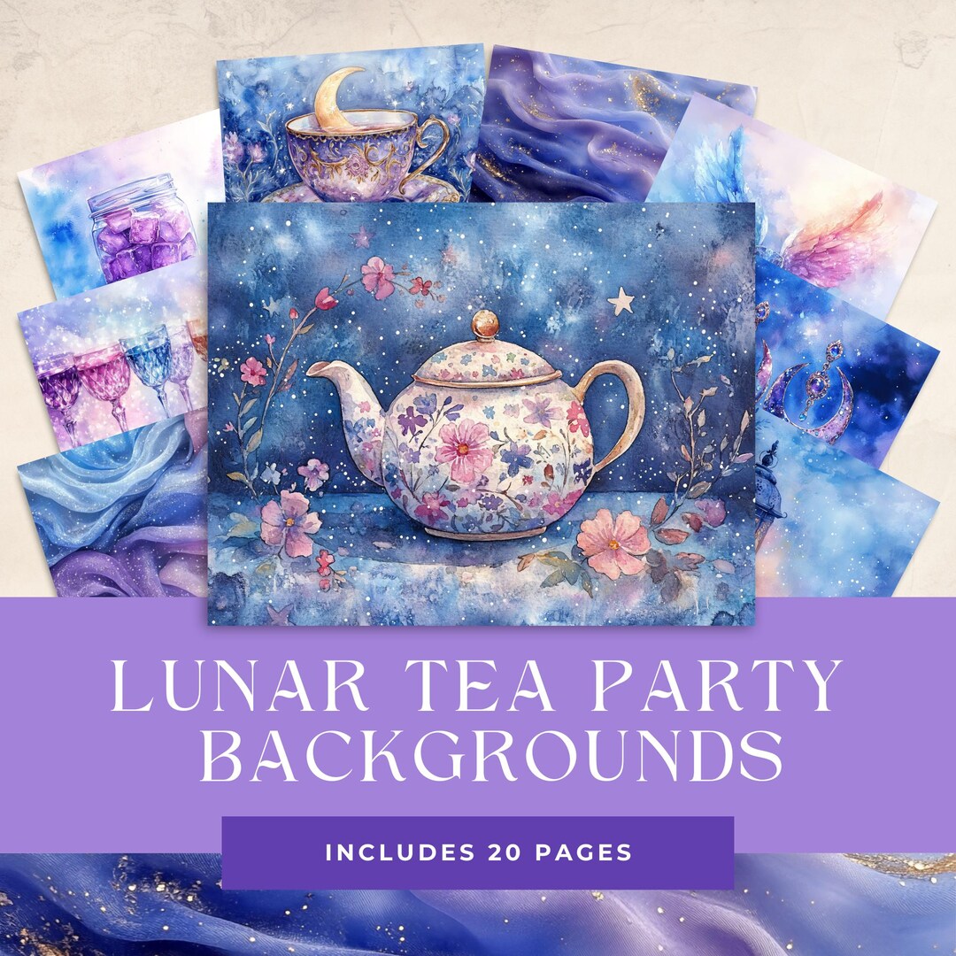 Lunar Tea Party Junk Journal Pages – Whimsical Celestial Tea Party ...
