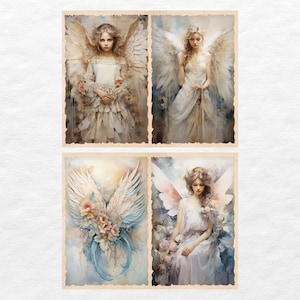 Vintage Angel Junk Journal Pages, Digital Scrapbook Paper Kit, Heavenly ...