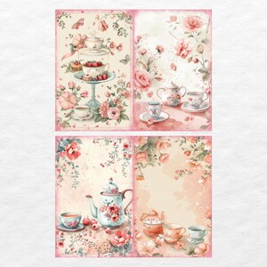Tea Party Junk Journal | Shabby Chic Paper | Vintage Tea Time Digital ...