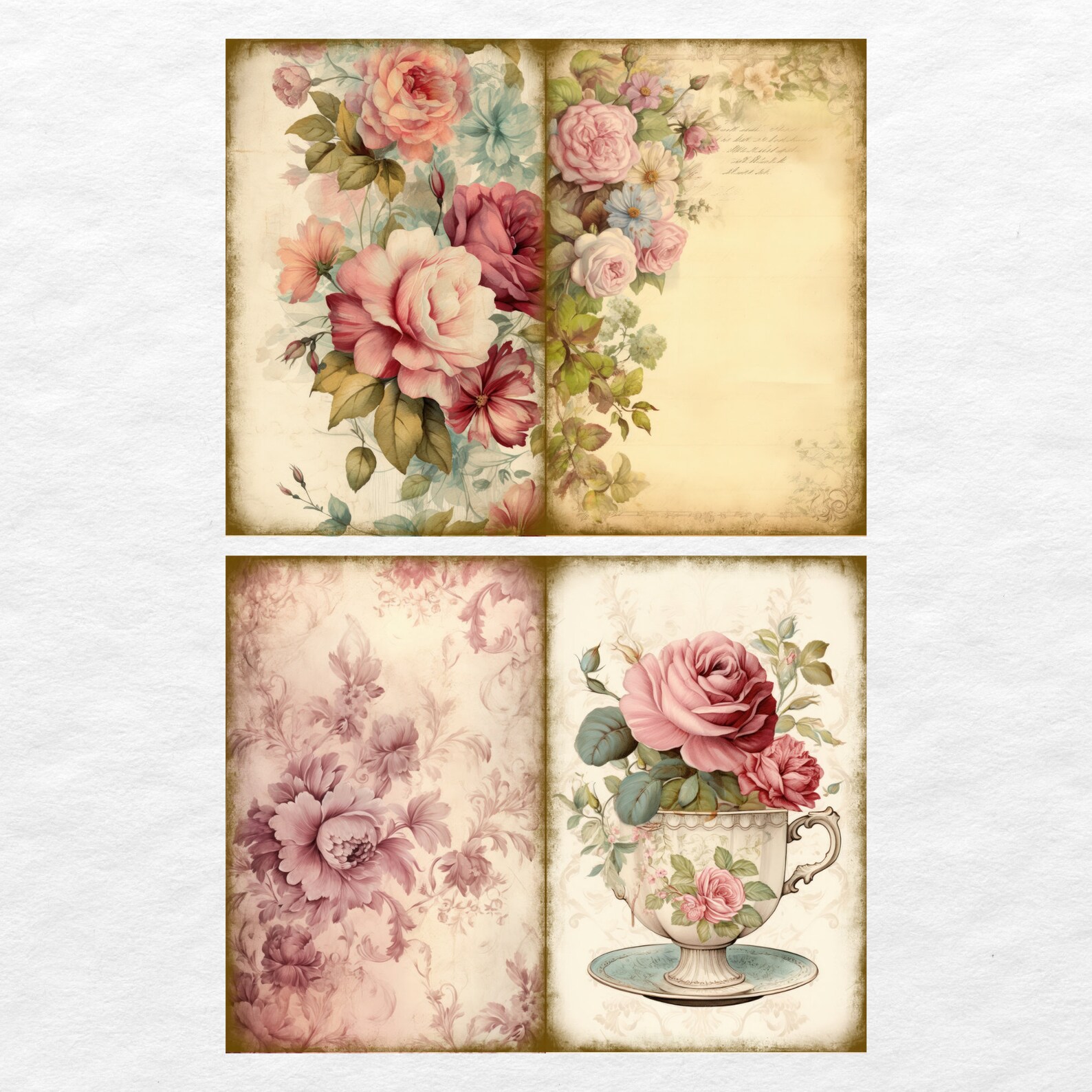 Shabby Chic Junk Journal Paper Digital Scrapbooking Vintage Journal ...