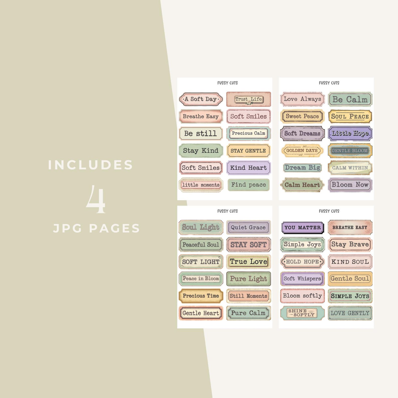 Positive Junk Journal Words, Inspirational Phrases, Printable Words ...