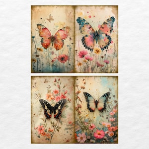 Watercolor Butterfly Junk Journal Kit Fantasy Butterfly Journal Pages ...