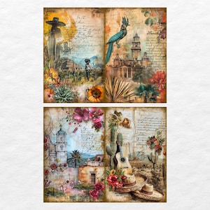 Mexican Fiesta Junk Journal Kit, Half Pages, Full Pages, Cards, Tags ...