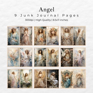 Vintage Angel Junk Journal Pages, Digital Scrapbook Paper Kit, Heavenly ...