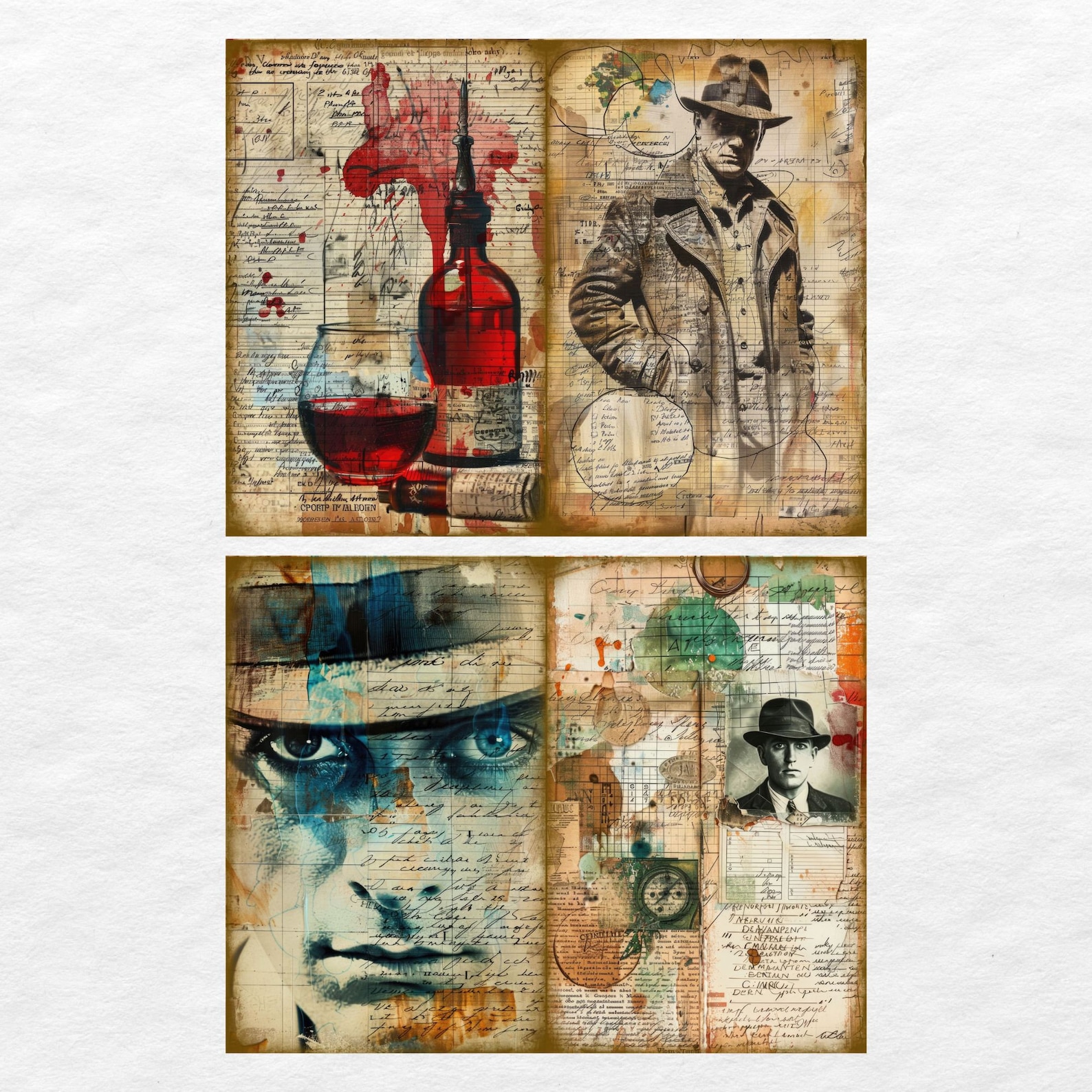 Vintage Detective Junk Journal Pages, Digital Scrapbook Paper Kit ...
