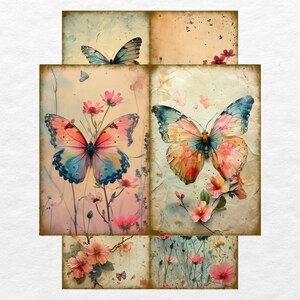 Watercolor Butterfly Junk Journal Kit Fantasy Butterfly Journal Pages ...