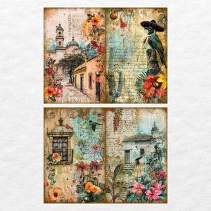 Mexican Fiesta Junk Journal Kit, Half Pages, Full Pages, Cards, Tags ...