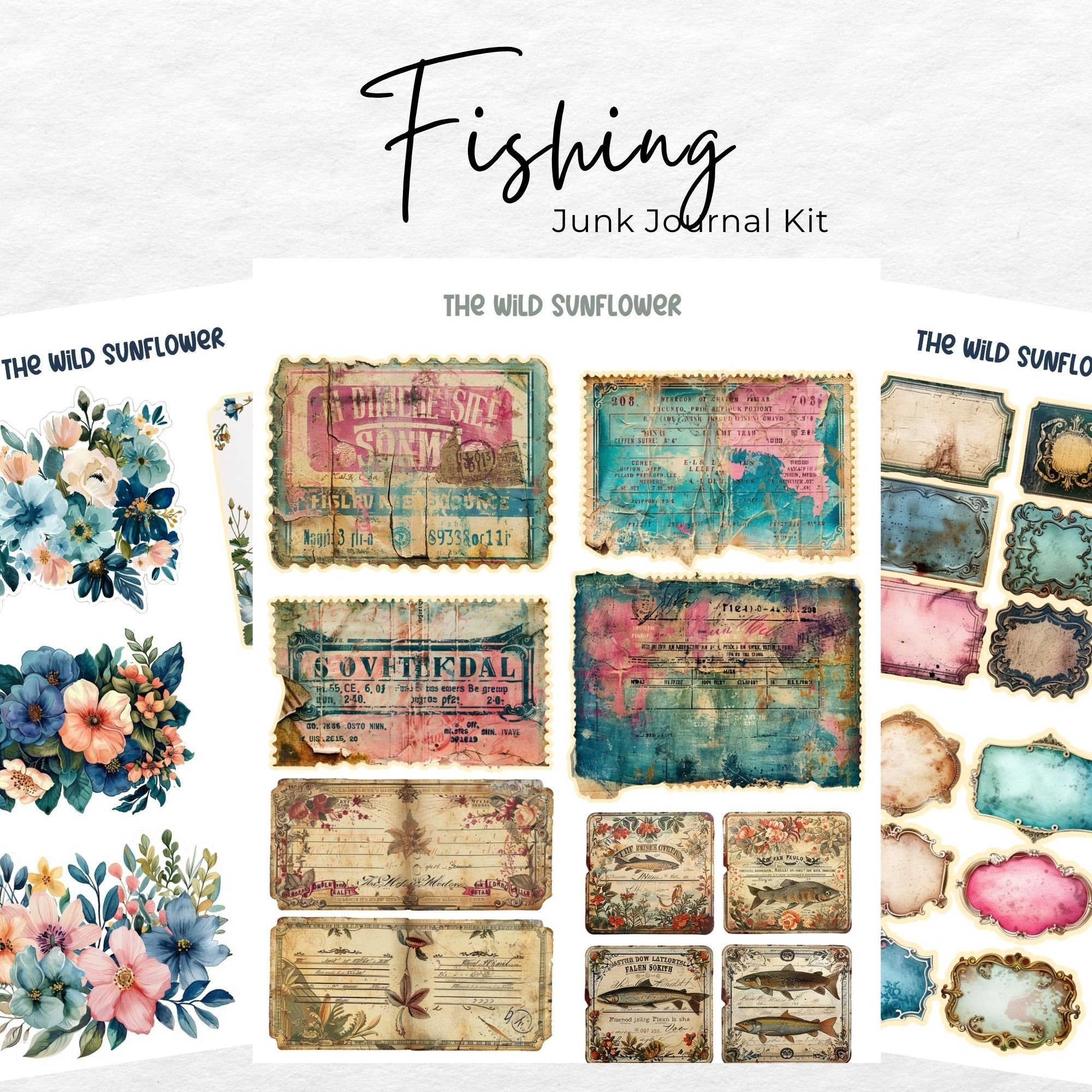 Fishing Junk Journal Pages, Fishermen Ephemera, Vintage Fisherman ...