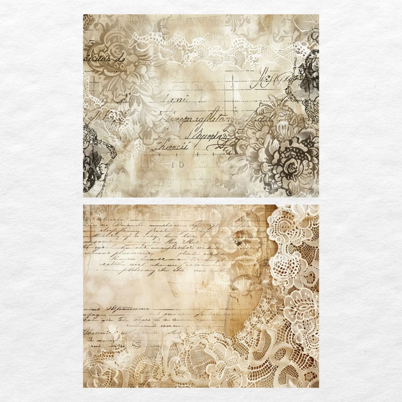 Vintage Lace Junk Journal Pages, Digital Grunge Scrapbook Paper ...