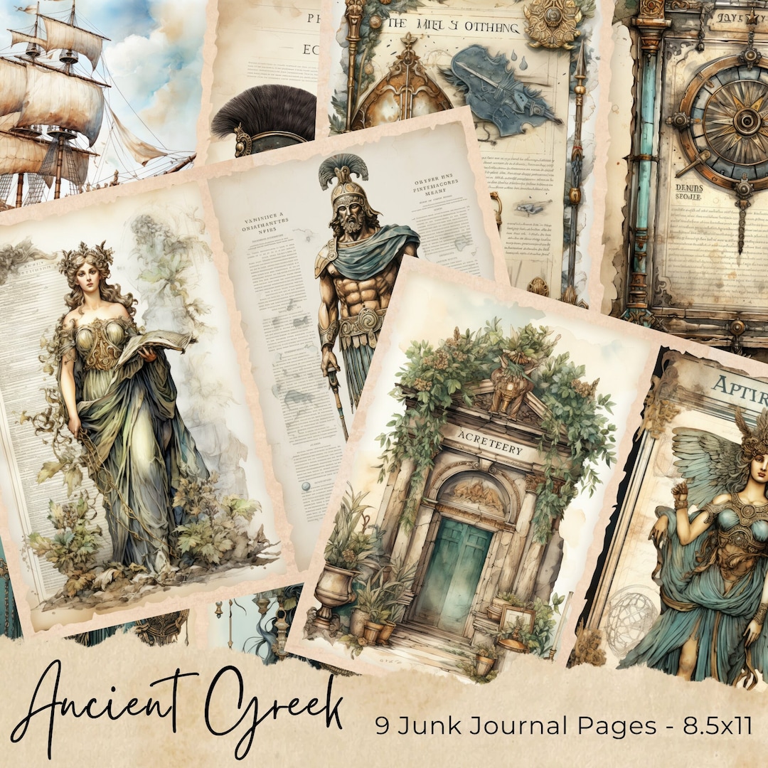 Watercolor Ancient Greek Junk Journal Printable Page, Egypt Junk ...